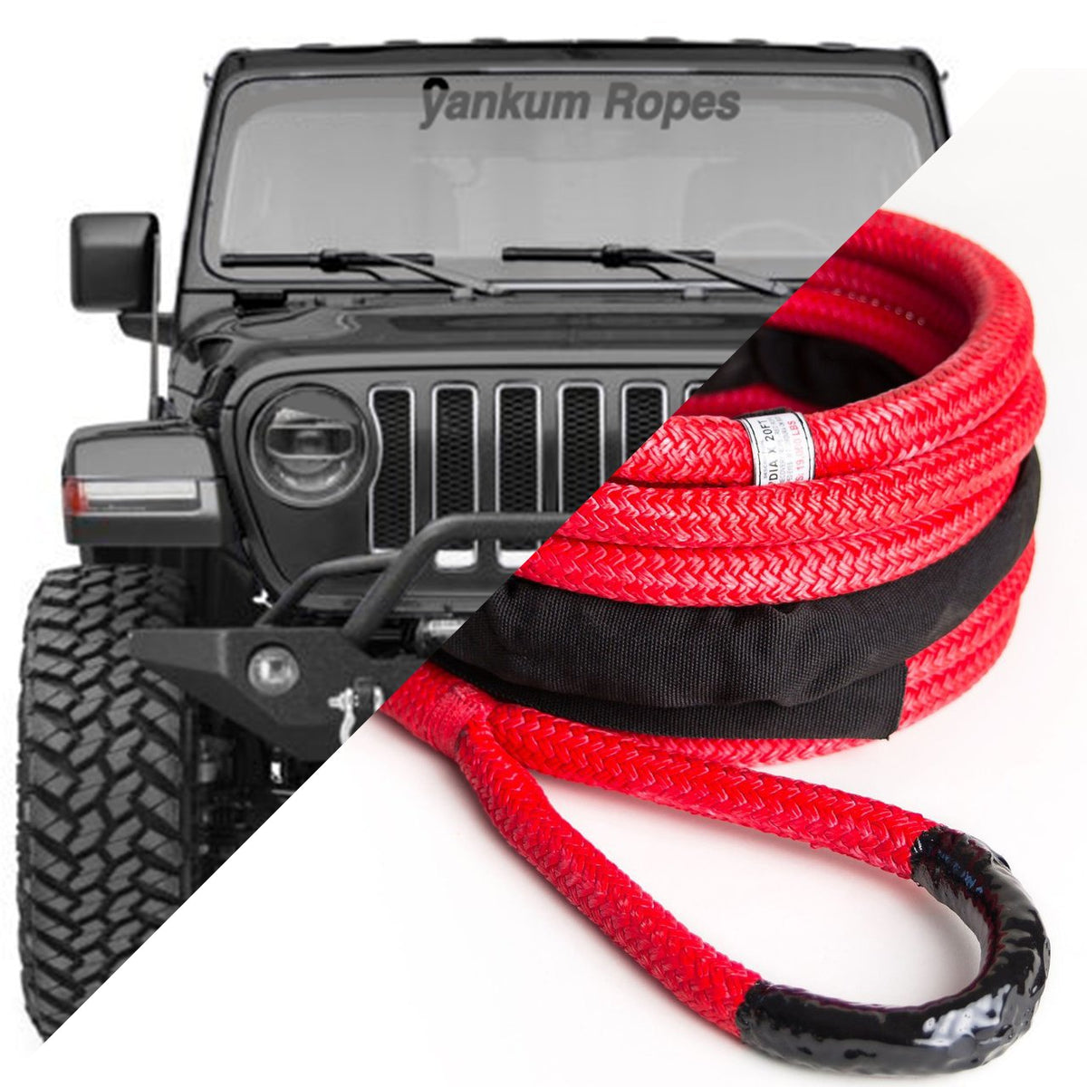 20' Yankum Ropes 7/8" Python Kinetic Recovery Rope [Static 6,000 lbs ...